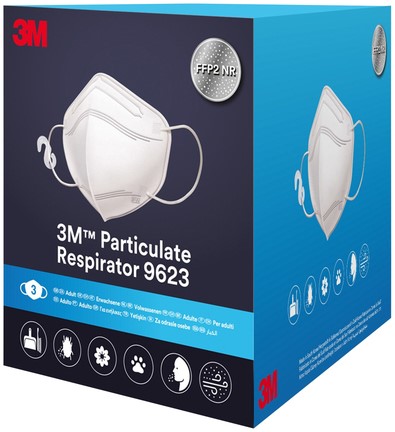Stofmasker 3M Aura FFP2 KN95 zonder ventiel 3 stuks wegwerp Muldi