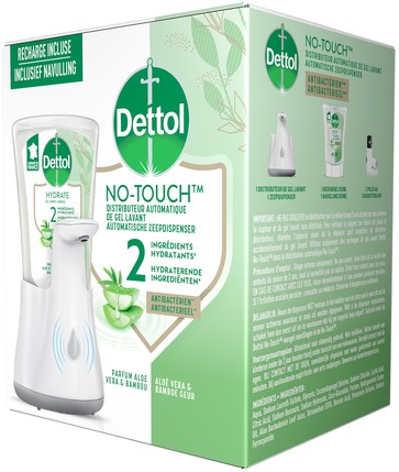 Handzeepdispenser Dettol Hydrating No Touch Kit met zeep 250ml Muldi