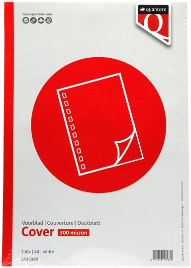 Voorblad Quantore A4 PP 300 micron wit 100 stuks Muldi