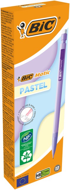 Vulpotlood Bic Matic Pastel HB 0.7mm pastel assorti Muldi