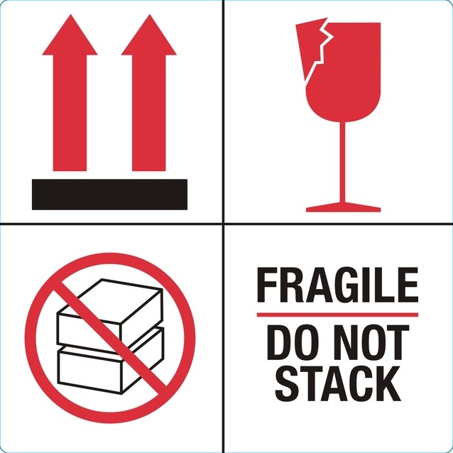 Waarschuwingsetiket IEZZY fragile do not stack 100mmx100mm 1000 stuks Muldi