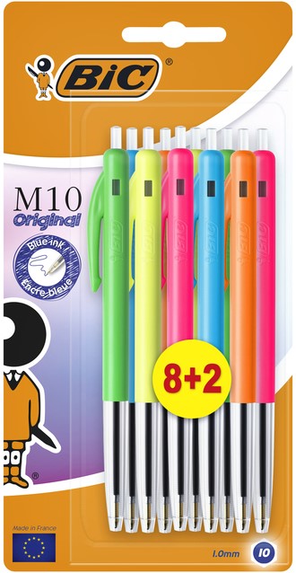Balpen Bic M10 Colors Limited Edition medium assorti 8+2 gratis Muldi